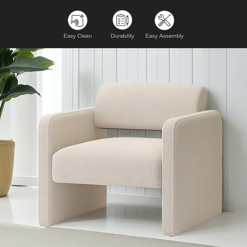 Stripe Single Sofa Chair Upholstered Comfortable Chair with Armrests for Dining Room Bedroom Living room reception Latitude Run Fabric or Leather